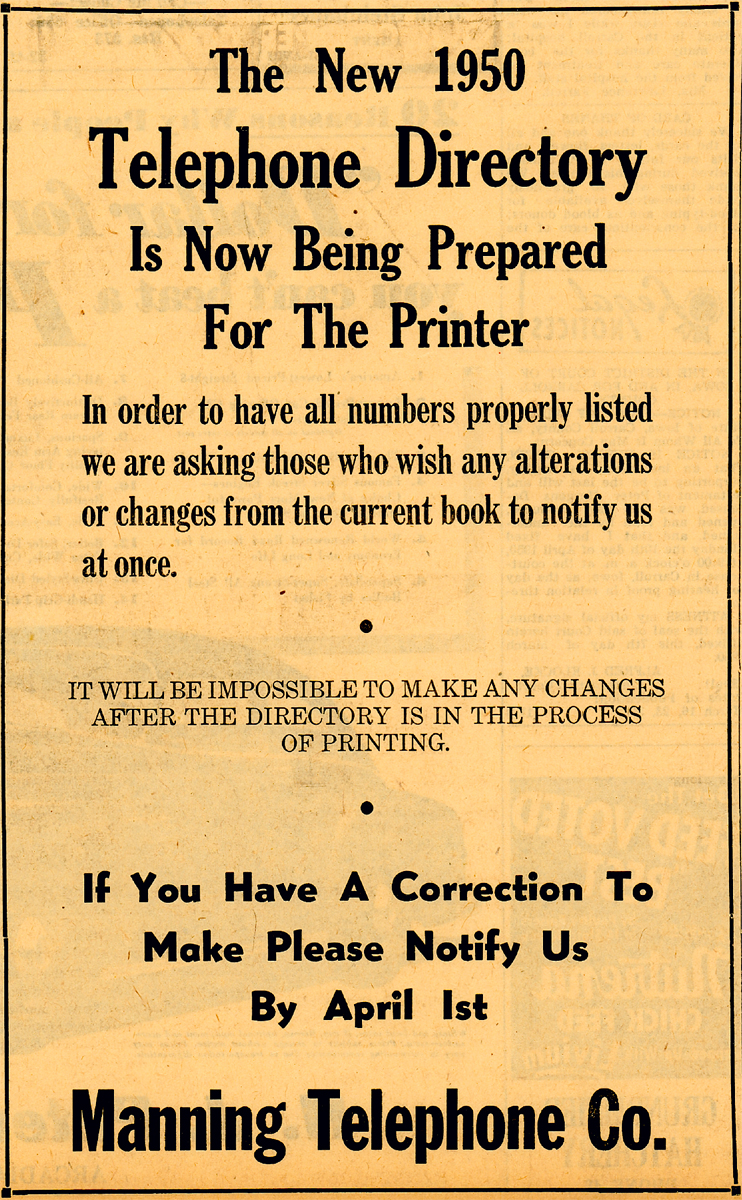 March 16, 1950, Manning Monitor